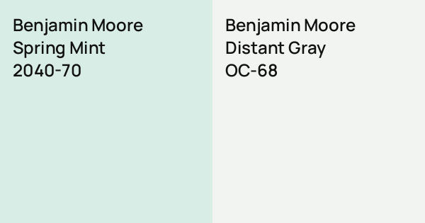 Benjamin Moore Spring Mint vs. Benjamin Moore Distant Gray comparison