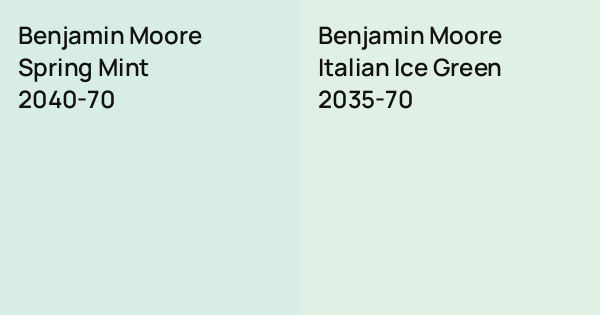 Benjamin Moore Spring Mint vs. Benjamin Moore Italian Ice Green comparison