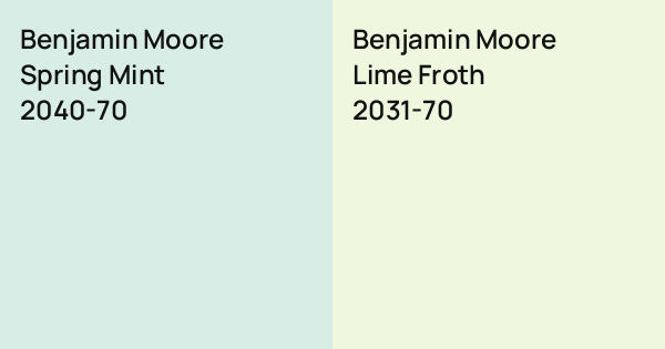 Benjamin Moore Spring Mint vs. Benjamin Moore Lime Froth comparison