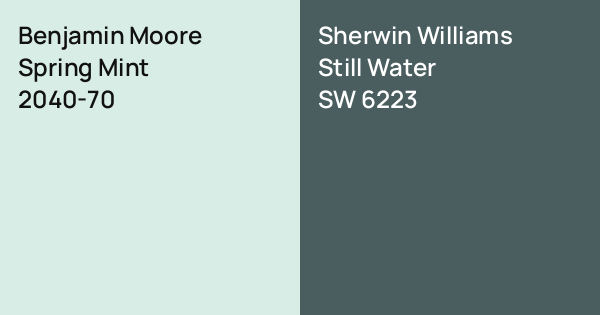 Benjamin Moore Spring Mint vs. Sherwin Williams Still Water comparison