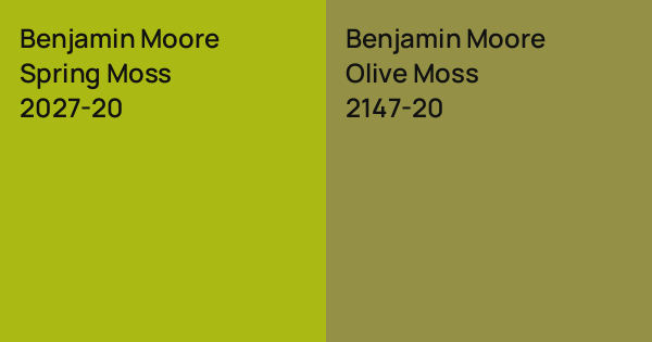 Benjamin Moore Spring Moss vs. Benjamin Moore Olive Moss comparison