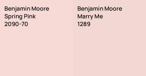 Benjamin Moore Spring Pink vs. Benjamin Moore Marry Me comparison