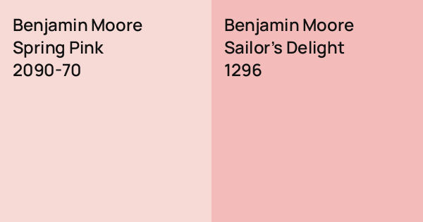 Benjamin Moore Spring Pink vs. Benjamin Moore Sailor's Delight comparison