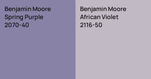 Benjamin Moore Spring Purple vs. Benjamin Moore African Violet comparison