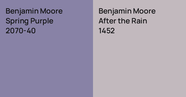 Benjamin Moore Spring Purple vs. Benjamin Moore After the Rain comparison