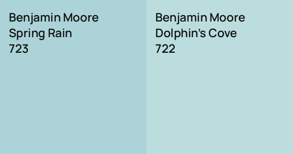 Benjamin Moore Spring Rain vs. Benjamin Moore Dolphin's Cove comparison