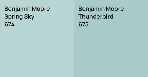 Benjamin Moore Spring Sky vs. Benjamin Moore Thunderbird comparison