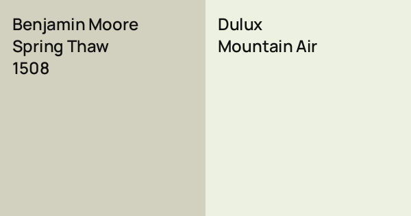 Benjamin Moore Spring Thaw vs. Dulux Mountain Air comparison