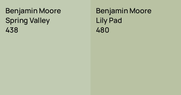 Benjamin Moore Spring Valley vs. Benjamin Moore Lily Pad comparison