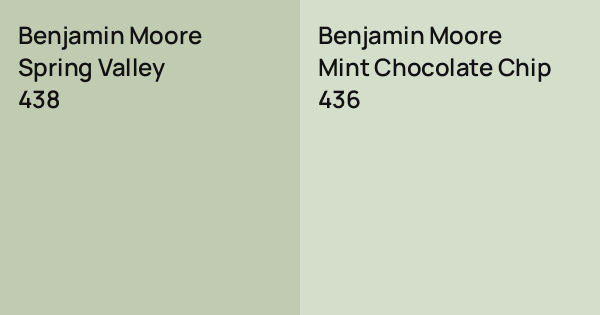 Benjamin Moore Spring Valley vs. Benjamin Moore Mint Chocolate Chip ...