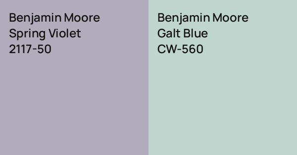 Benjamin Moore Spring Violet vs. Benjamin Moore Galt Blue comparison