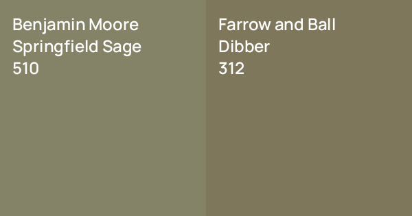 Benjamin Moore Springfield Sage vs. Farrow and Ball Dibber comparison