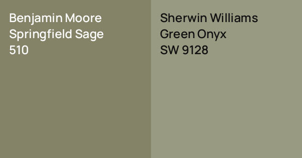 Benjamin Moore Springfield Sage vs. Sherwin Williams Green Onyx comparison