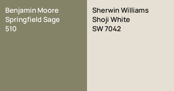 Benjamin Moore Springfield Sage vs. Sherwin Williams Shoji White comparison
