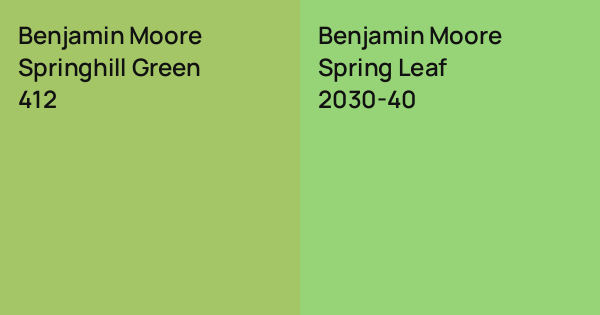 Benjamin Moore Springhill Green vs. Benjamin Moore Spring Leaf comparison