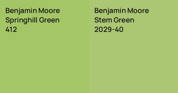 Benjamin Moore Springhill Green vs. Benjamin Moore Stem Green comparison