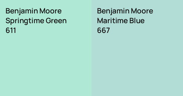 Benjamin Moore Springtime Green vs. Benjamin Moore Maritime Blue comparison