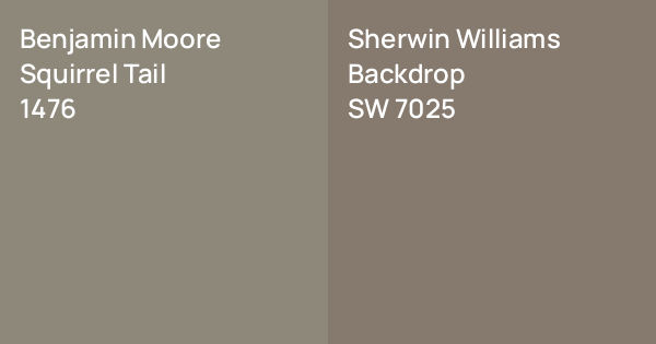Benjamin Moore Squirrel Tail vs. Sherwin Williams Backdrop comparison