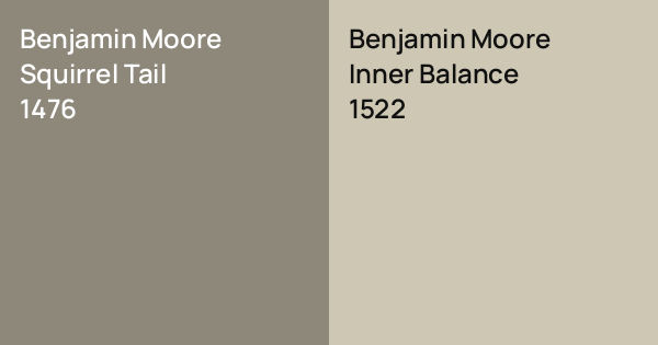 Benjamin Moore Squirrel Tail vs. Benjamin Moore Inner Balance comparison