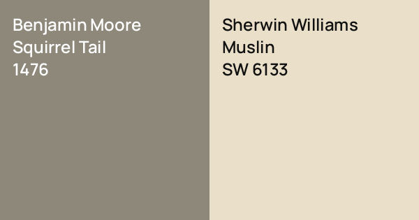 Benjamin Moore Squirrel Tail vs. Sherwin Williams Muslin comparison