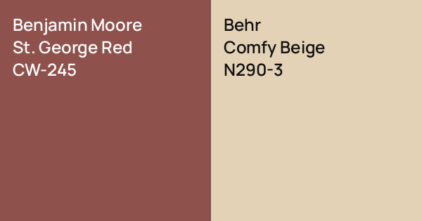 Benjamin Moore St. George Red vs. Behr Comfy Beige comparison