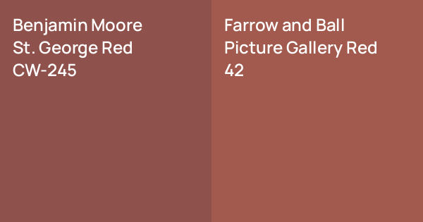 Benjamin Moore St. George Red vs. Farrow and Ball Picture Gallery Red ...