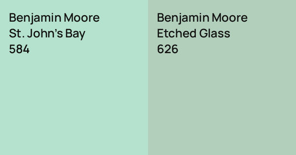 Benjamin Moore St. John's Bay vs. Benjamin Moore Etched Glass comparison
