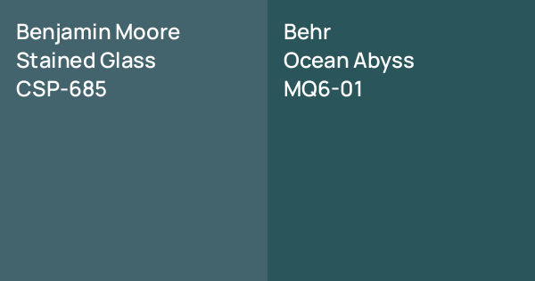 Benjamin Moore Stained Glass vs. Behr Ocean Abyss comparison