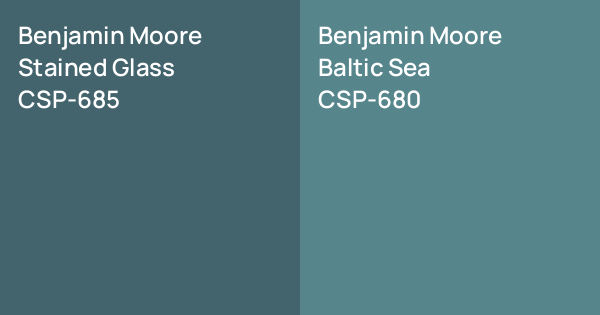 Benjamin Moore Stained Glass vs. Benjamin Moore Baltic Sea comparison