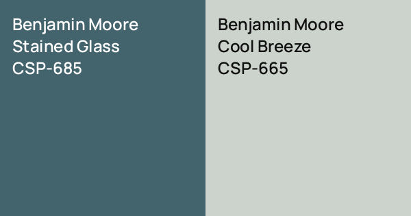 Benjamin Moore Stained Glass vs. Benjamin Moore Cool Breeze comparison