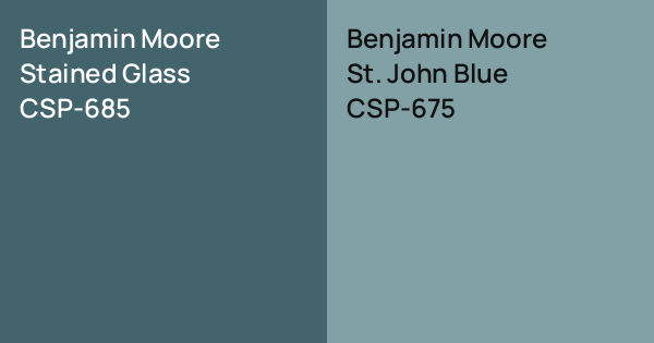 Benjamin Moore Stained Glass vs. Benjamin Moore St. John Blue comparison