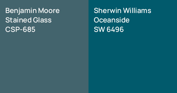 Benjamin Moore Stained Glass vs. Sherwin Williams Oceanside comparison