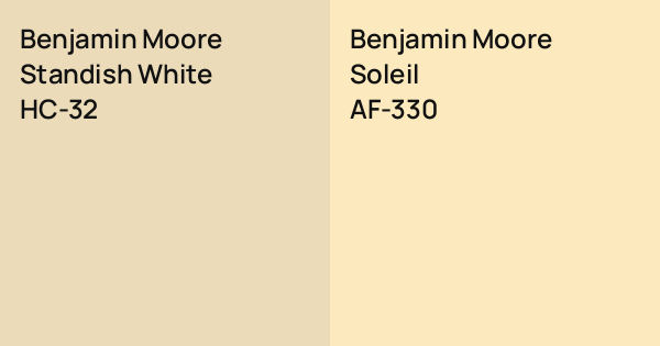 Benjamin Moore Standish White vs. Benjamin Moore Soleil comparison