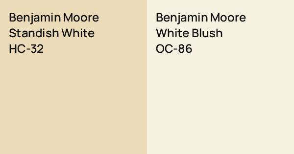 Benjamin Moore Standish White vs. Benjamin Moore White Blush comparison