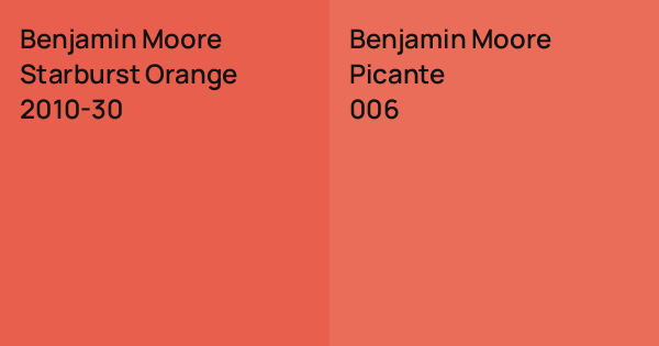 Benjamin Moore Starburst Orange vs. Benjamin Moore Picante comparison