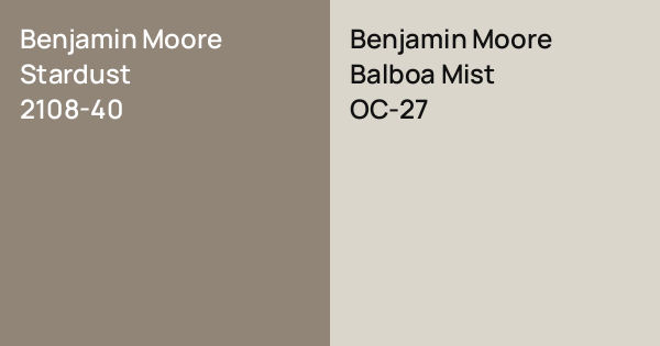 Benjamin Moore Stardust vs. Benjamin Moore Balboa Mist comparison