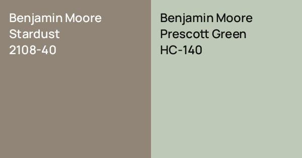 Benjamin Moore Stardust vs. Benjamin Moore Prescott Green comparison