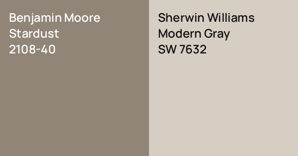 Benjamin Moore Stardust vs. Sherwin Williams Modern Gray comparison