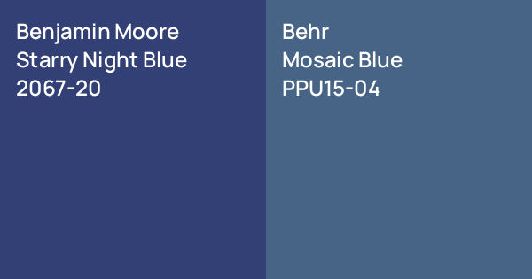 Benjamin Moore Starry Night Blue vs. Behr Mosaic Blue comparison