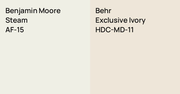 Benjamin Moore Steam vs. Behr Exclusive Ivory comparison