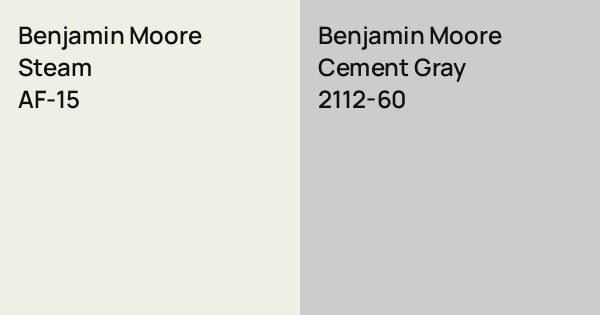 Benjamin Moore Steam vs. Benjamin Moore Cement Gray comparison