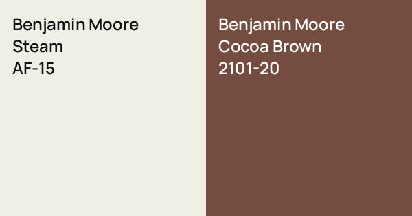 Benjamin Moore Steam vs. Benjamin Moore Cocoa Brown comparison