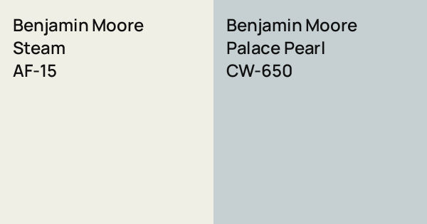 Benjamin Moore Steam vs. Benjamin Moore Palace Pearl comparison