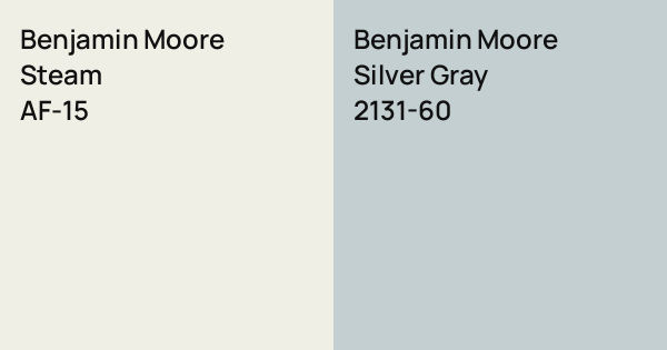 Benjamin Moore Steam vs. Benjamin Moore Silver Gray comparison