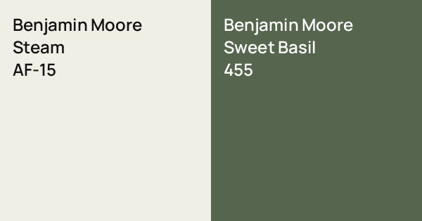 Benjamin Moore Steam vs. Benjamin Moore Sweet Basil comparison