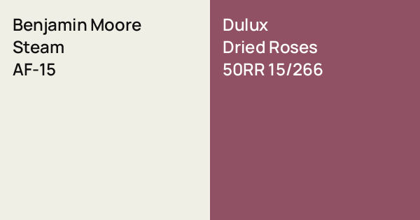 Benjamin Moore Steam vs. Dulux Dried Roses comparison