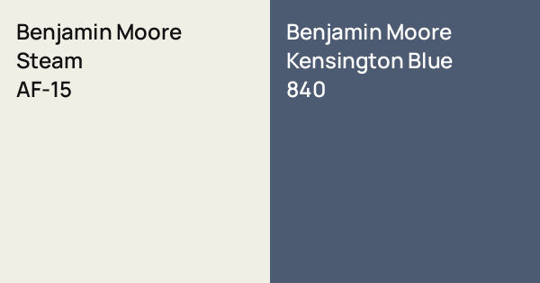 Benjamin Moore Steam vs. Benjamin Moore Kensington Blue comparison