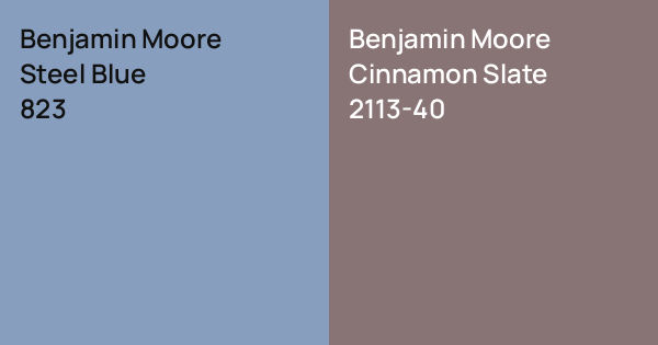 Benjamin Moore Steel Blue vs. Benjamin Moore Cinnamon Slate comparison