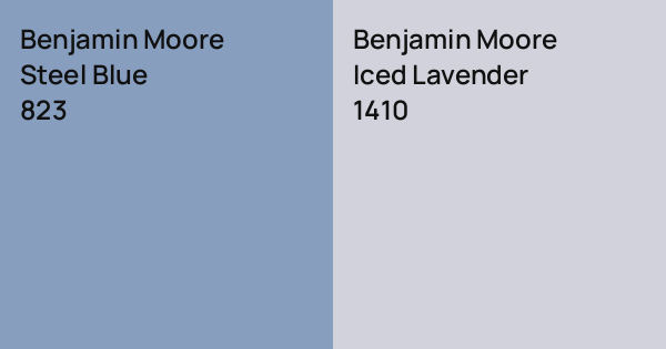 Benjamin Moore Steel Blue vs. Benjamin Moore Iced Lavender comparison