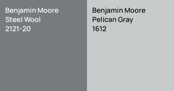 Benjamin Moore Steel Wool vs. Benjamin Moore Pelican Gray comparison